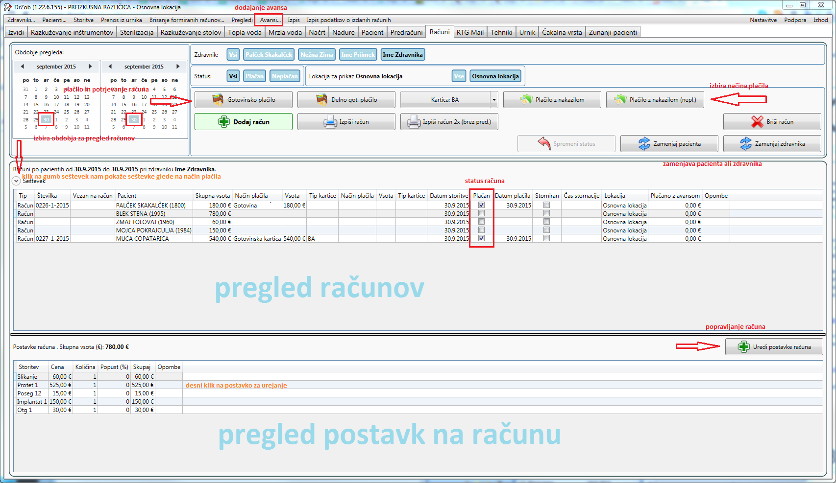 Navodila Računi - Računalniški program za samoplačniške zobne ...